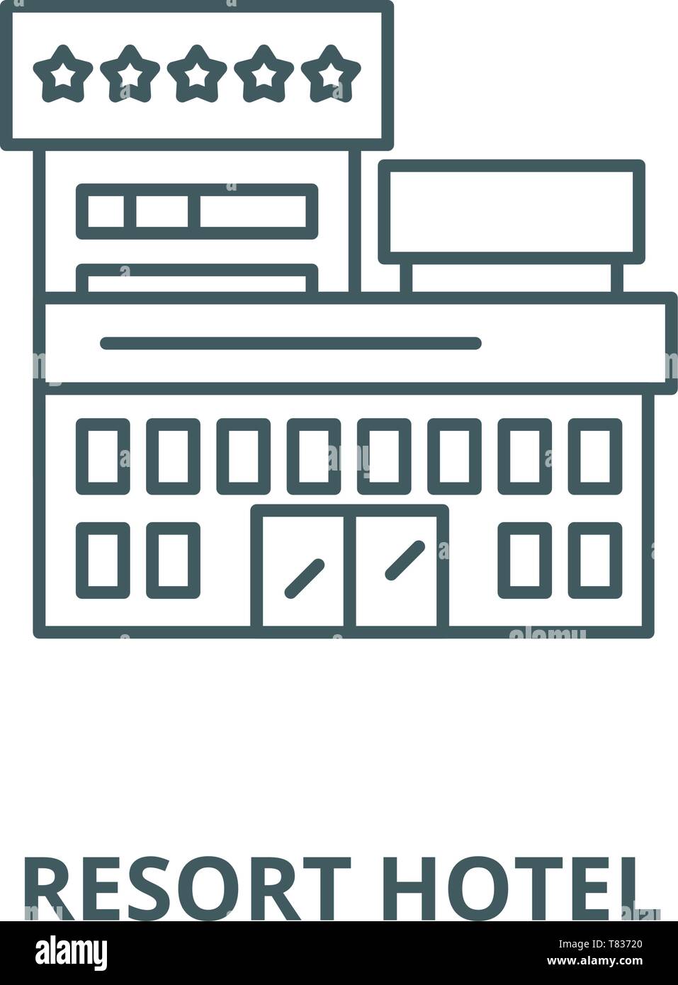 Resort hotel vector line icon, linear concept, outline sign, symbol ...