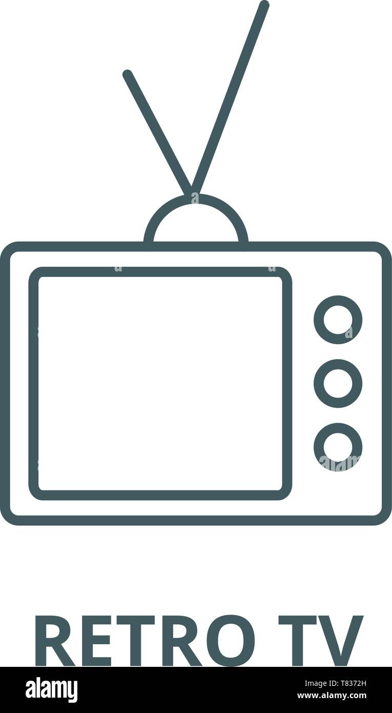 Retro tv vector line icon, linear concept, outline sign, symbol Stock ...
