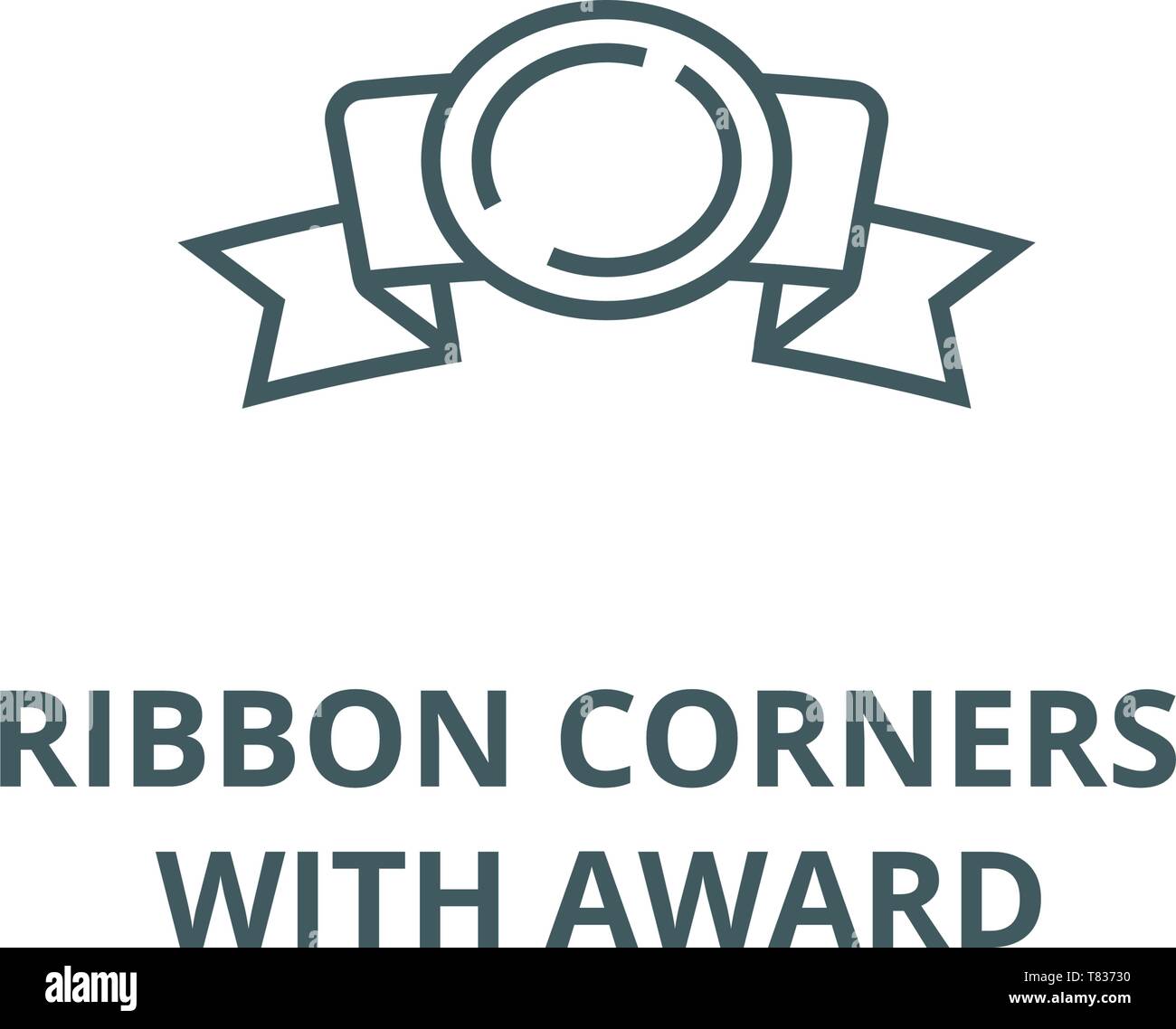 Ribbon corners with award vector line icon, linear concept, outline ...