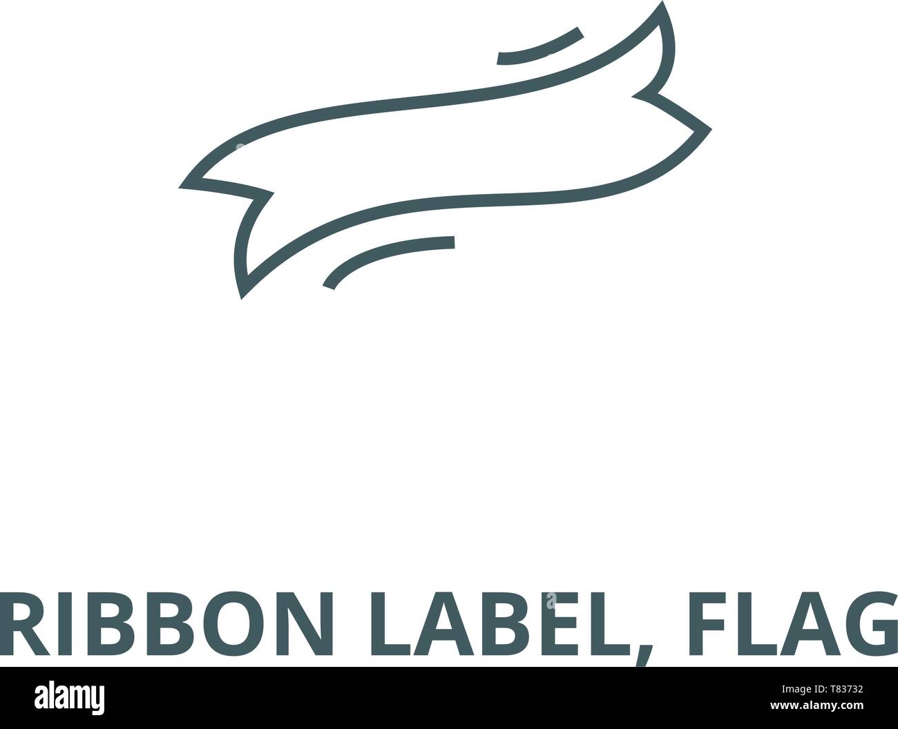 Ribbon label, flag vector line icon, linear concept, outline sign ...
