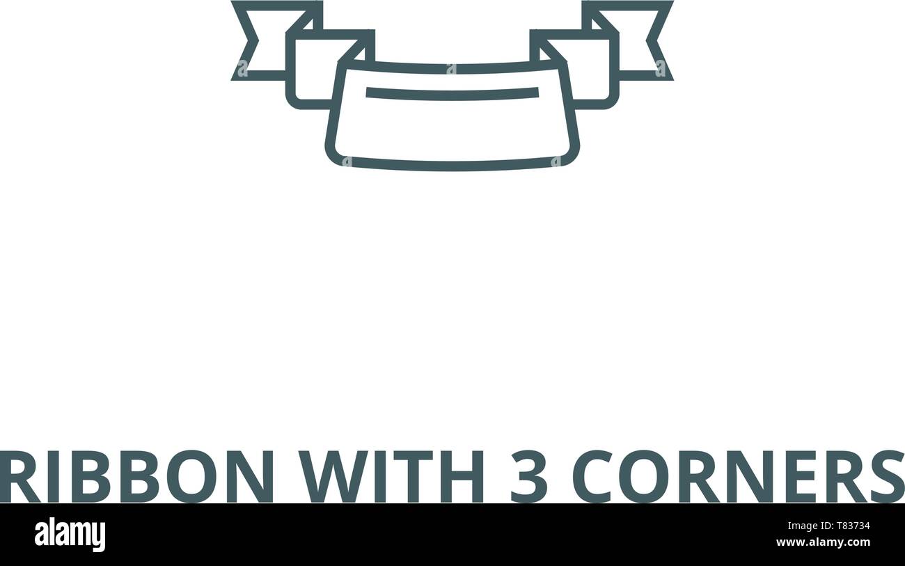 Ribbon with 3 corners vector line icon, linear concept, outline sign ...