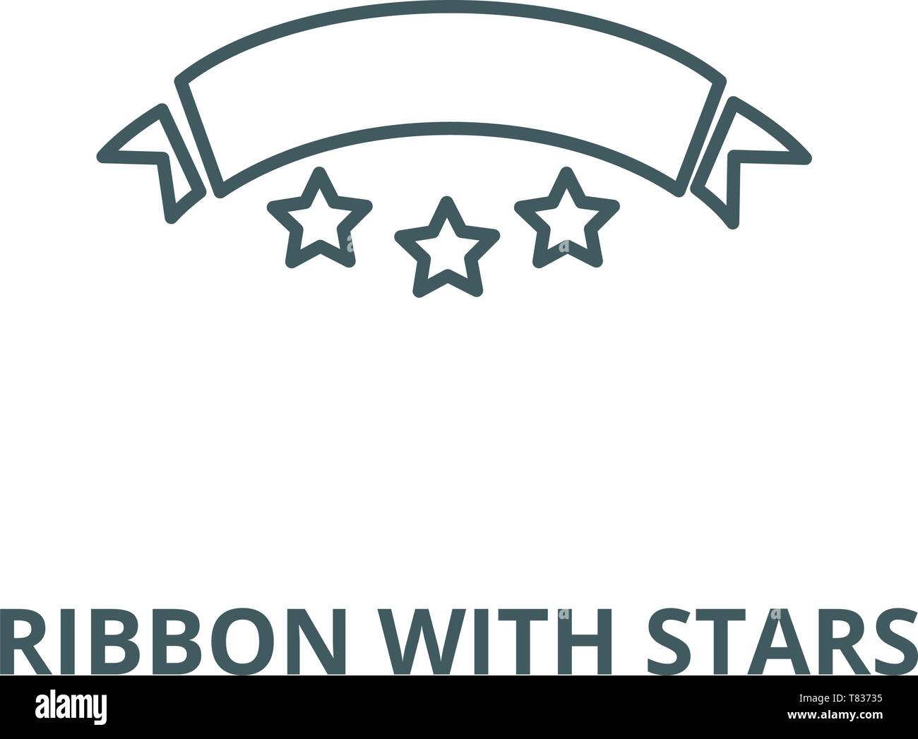 Ribbon with stars vector line icon, linear concept, outline sign ...