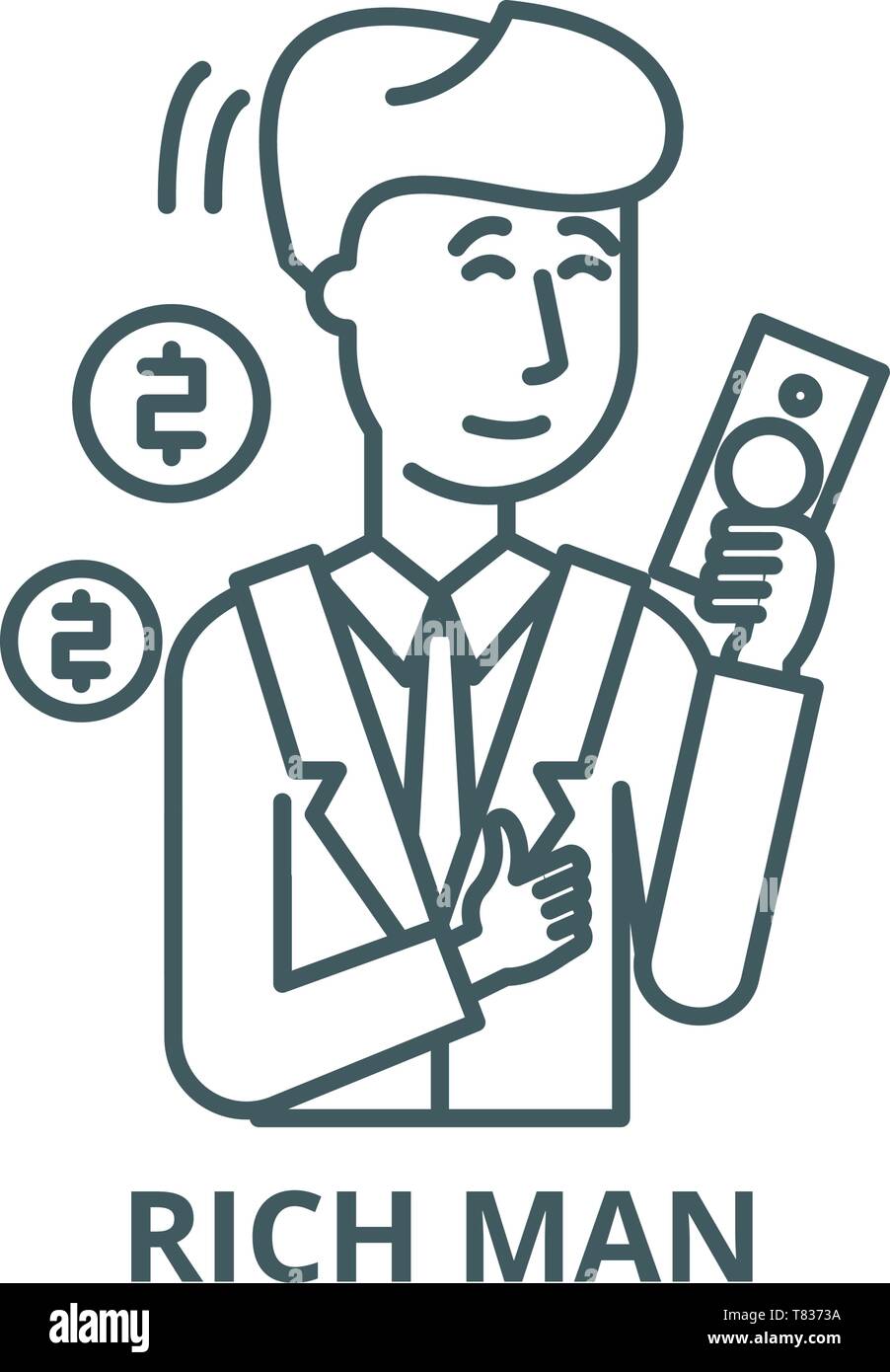 Rich man vector line icon, linear concept, outline sign, symbol Stock ...