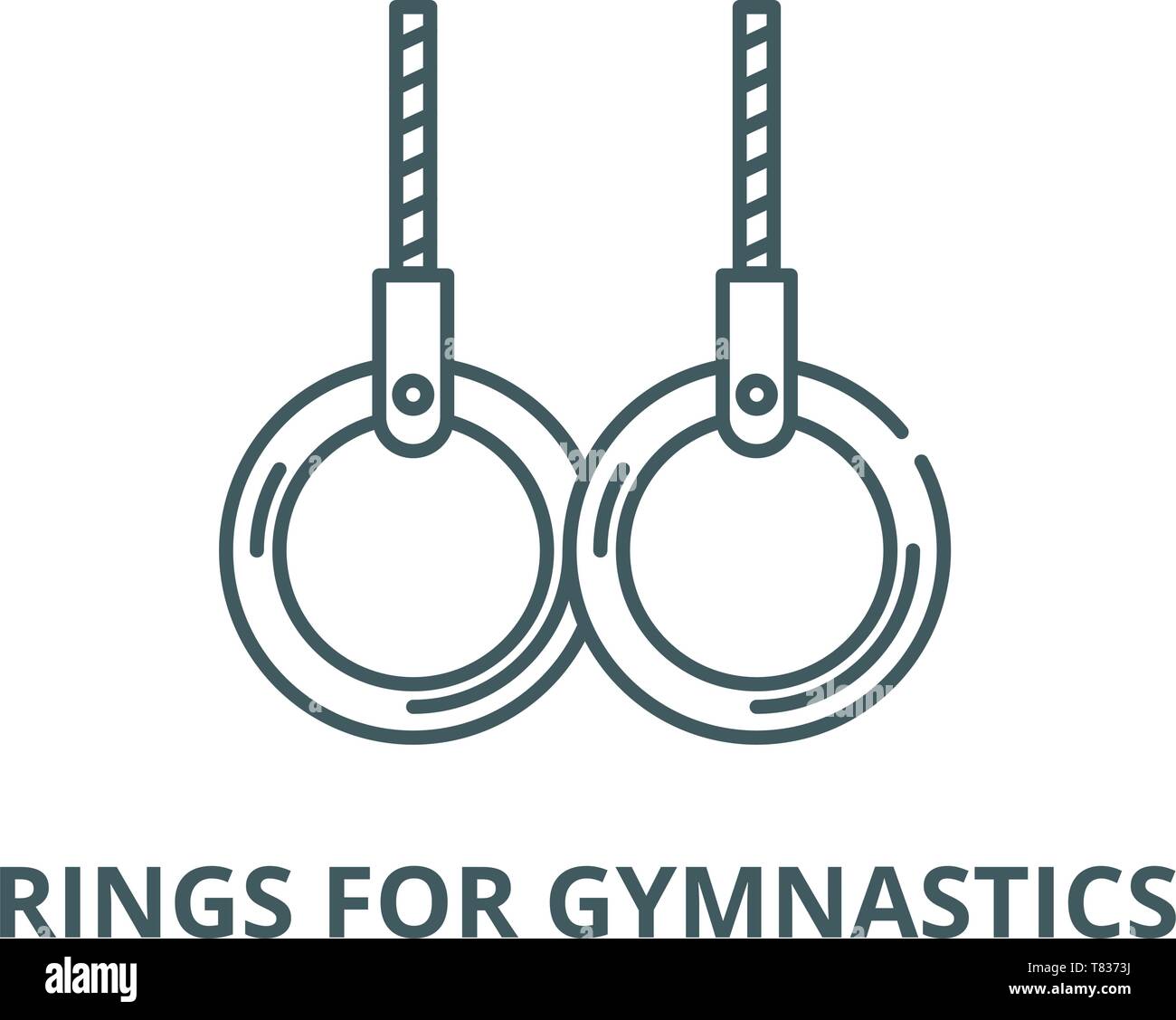 Rings for gymnastics vector line icon, linear concept, outline sign ...