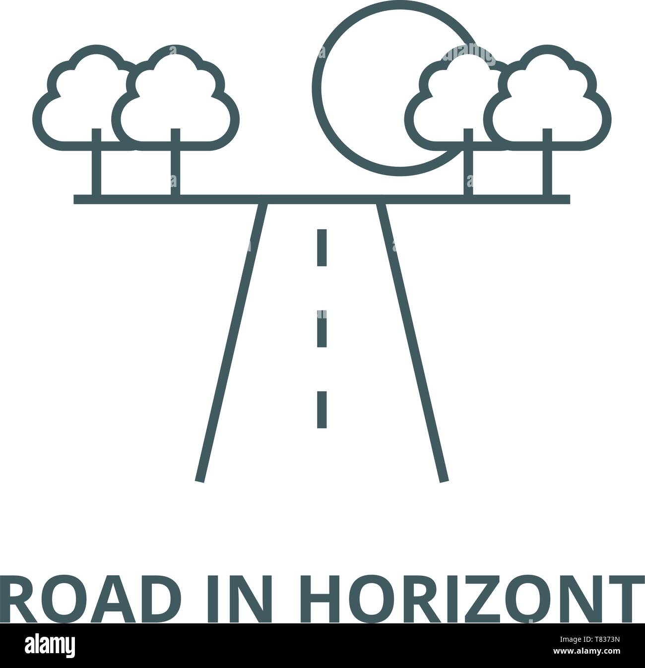 Road in horizont vector line icon, linear concept, outline sign, symbol ...