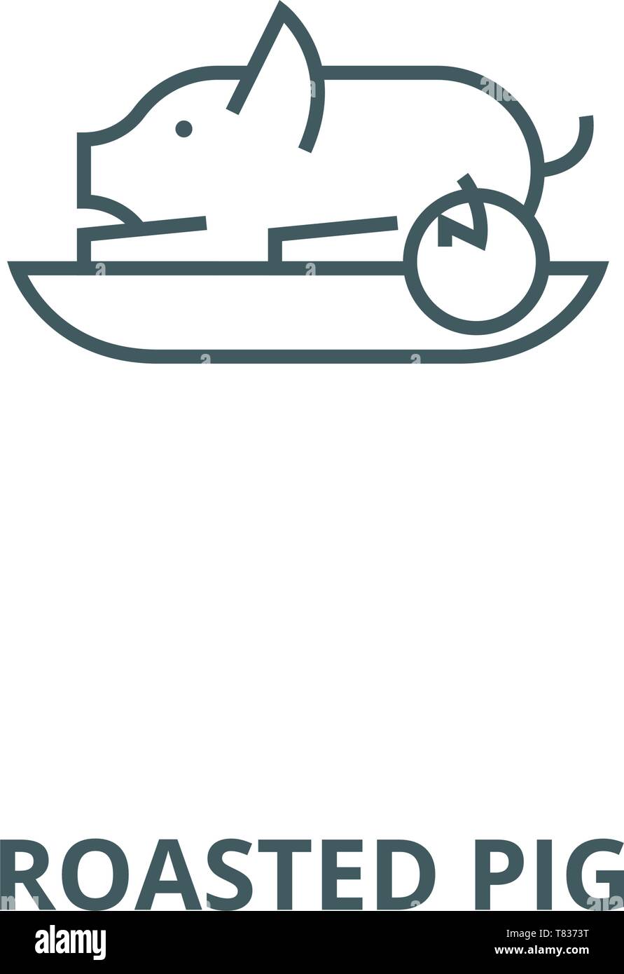 Roasted pig vector line icon, linear concept, outline sign, symbol ...