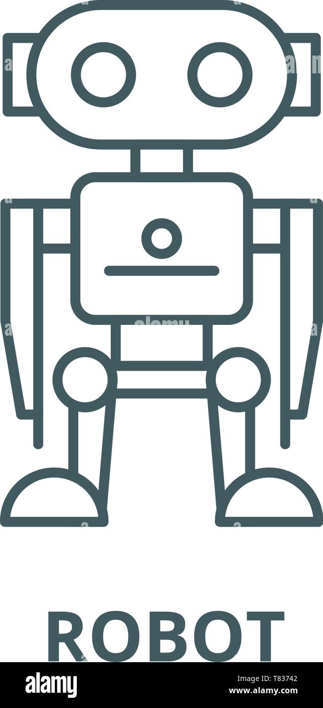 Robot vector line icon, linear concept, outline sign, symbol Stock ...
