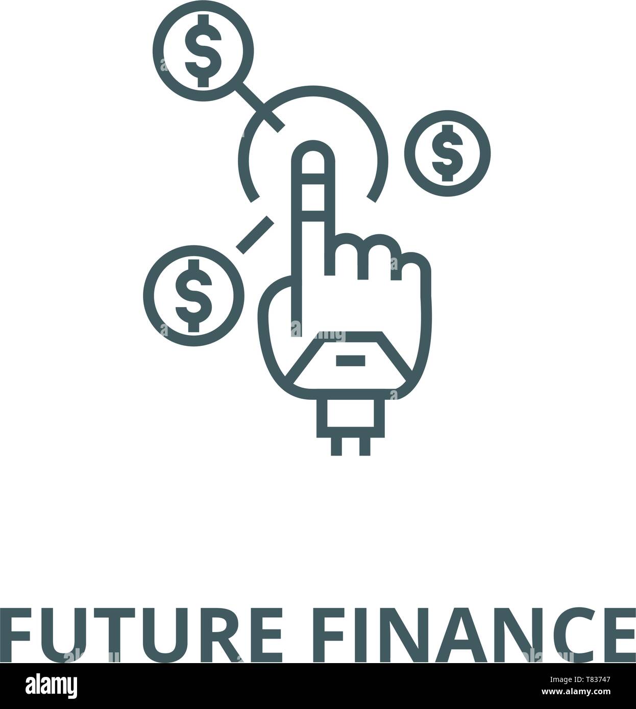 Robot hand, future finance vector line icon, linear concept, outline ...
