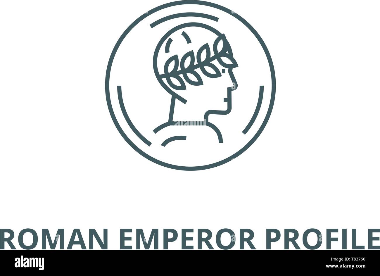 Roman emperor profile vector line icon, linear concept, outline sign ...