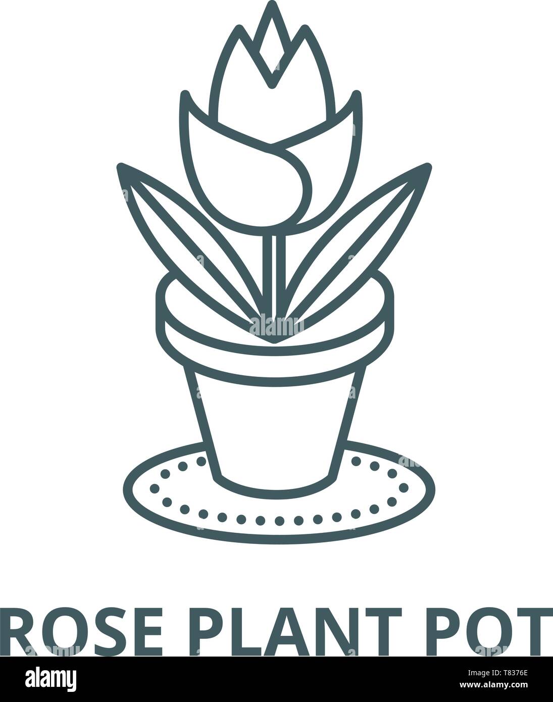 Rose plant pot vector line icon, linear concept, outline sign, symbol ...