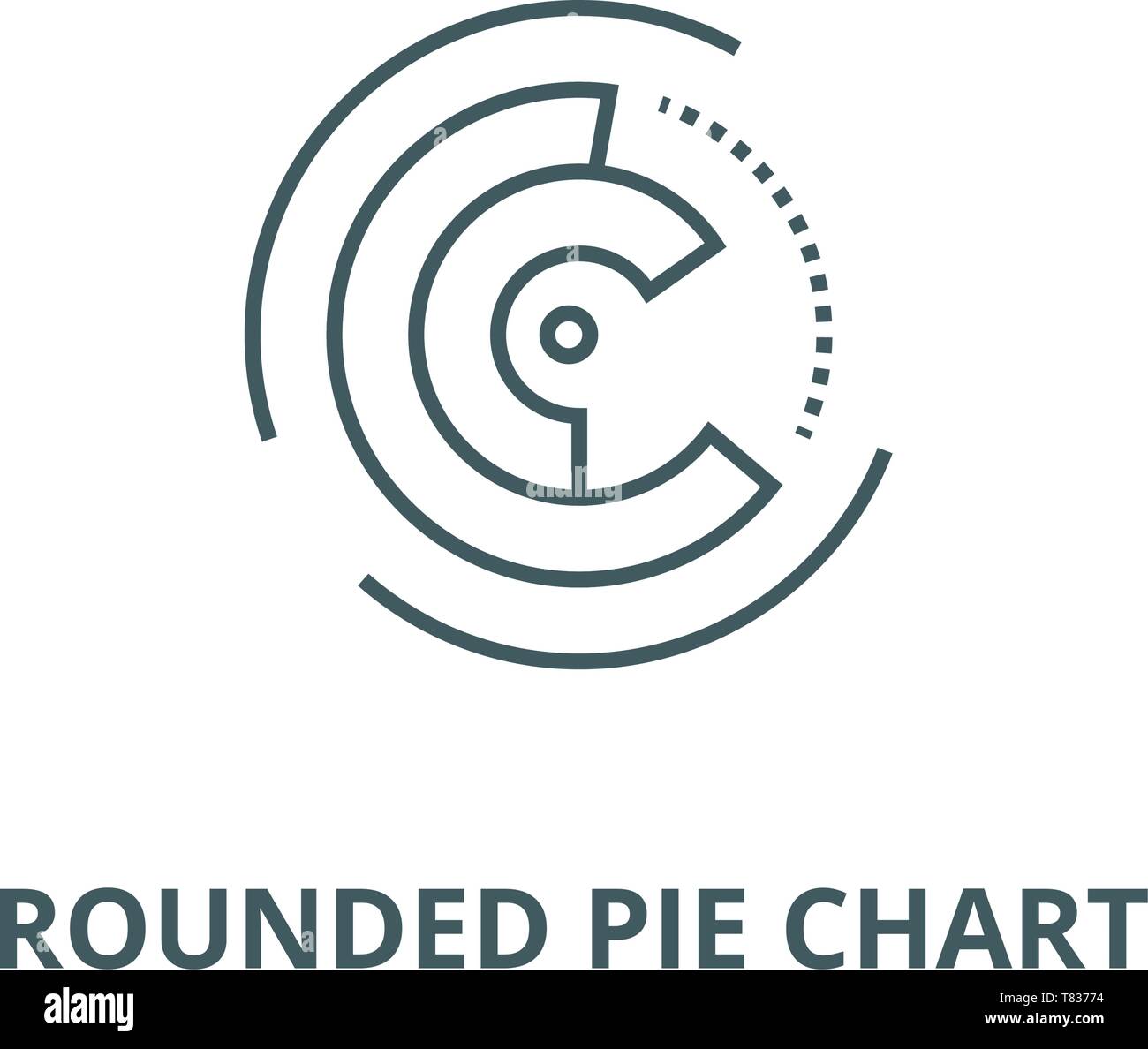 Rounded pie chart vector line icon, linear concept, outline sign ...
