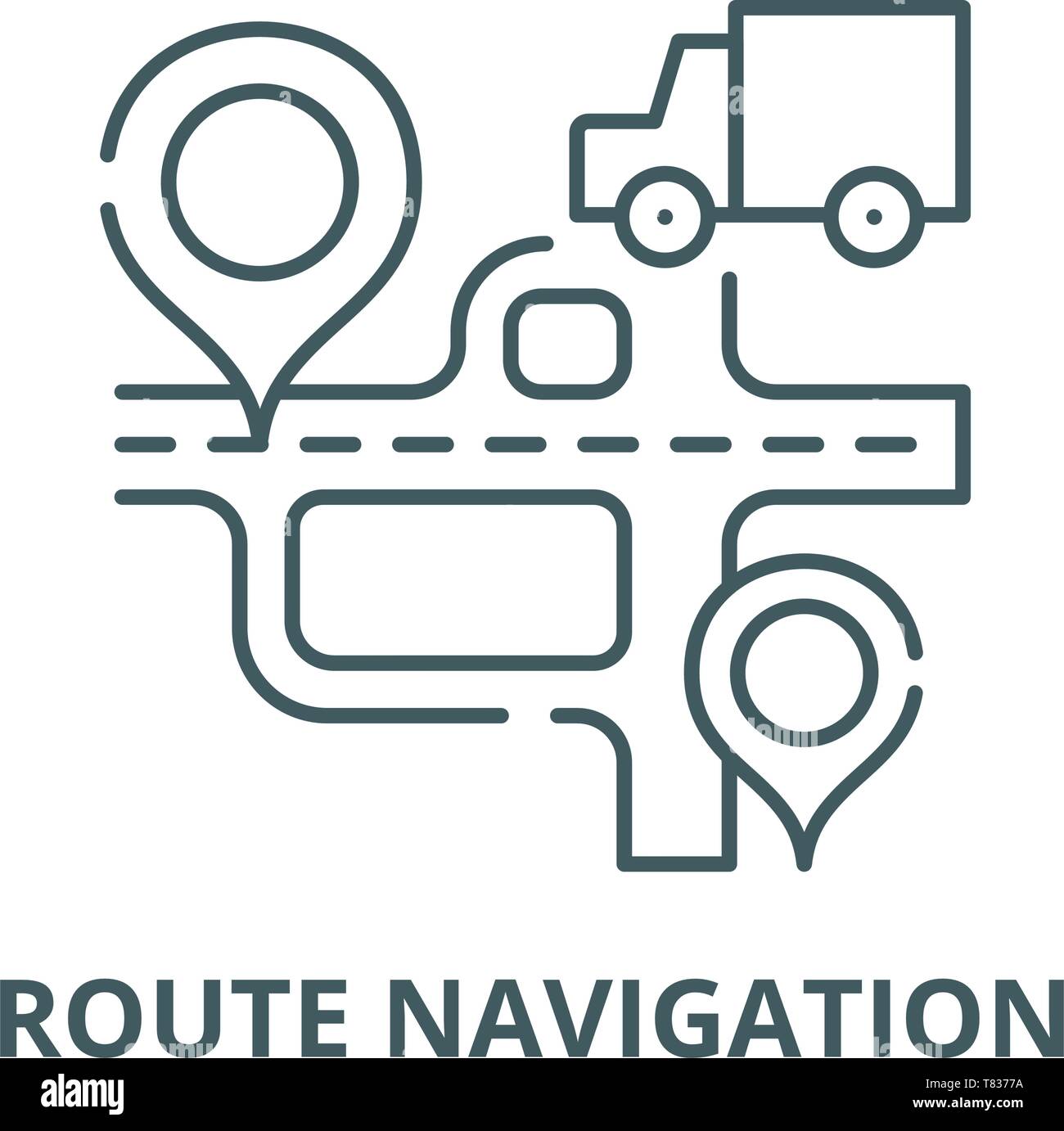 Route navigation vector line icon, linear concept, outline sign, symbol ...