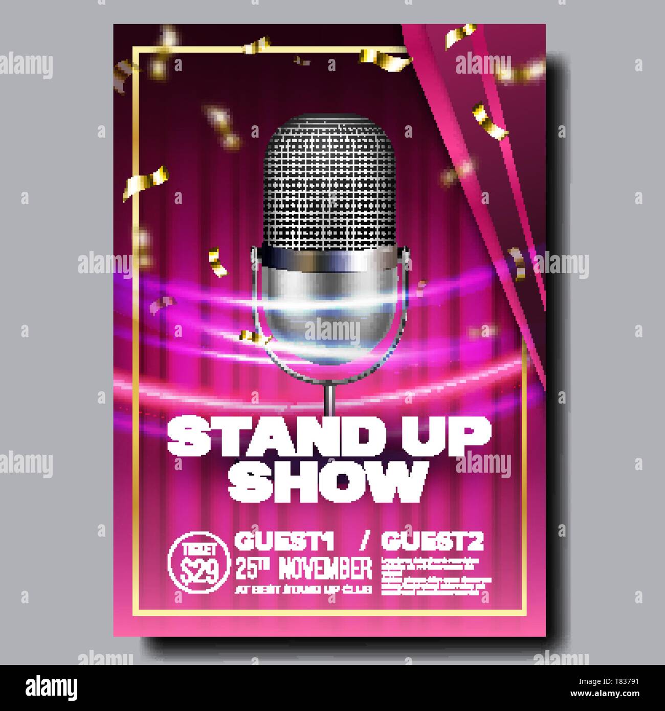 3d golden vintage microphone stand hi-res stock photography and images ...