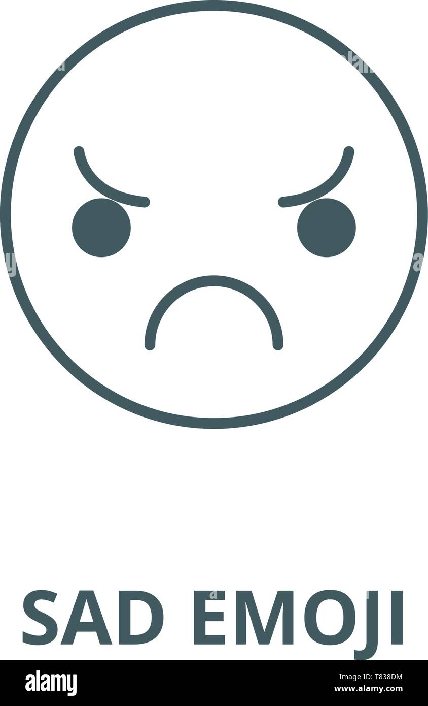 Sad emoji vector line icon, linear concept, outline sign, symbol Stock ...