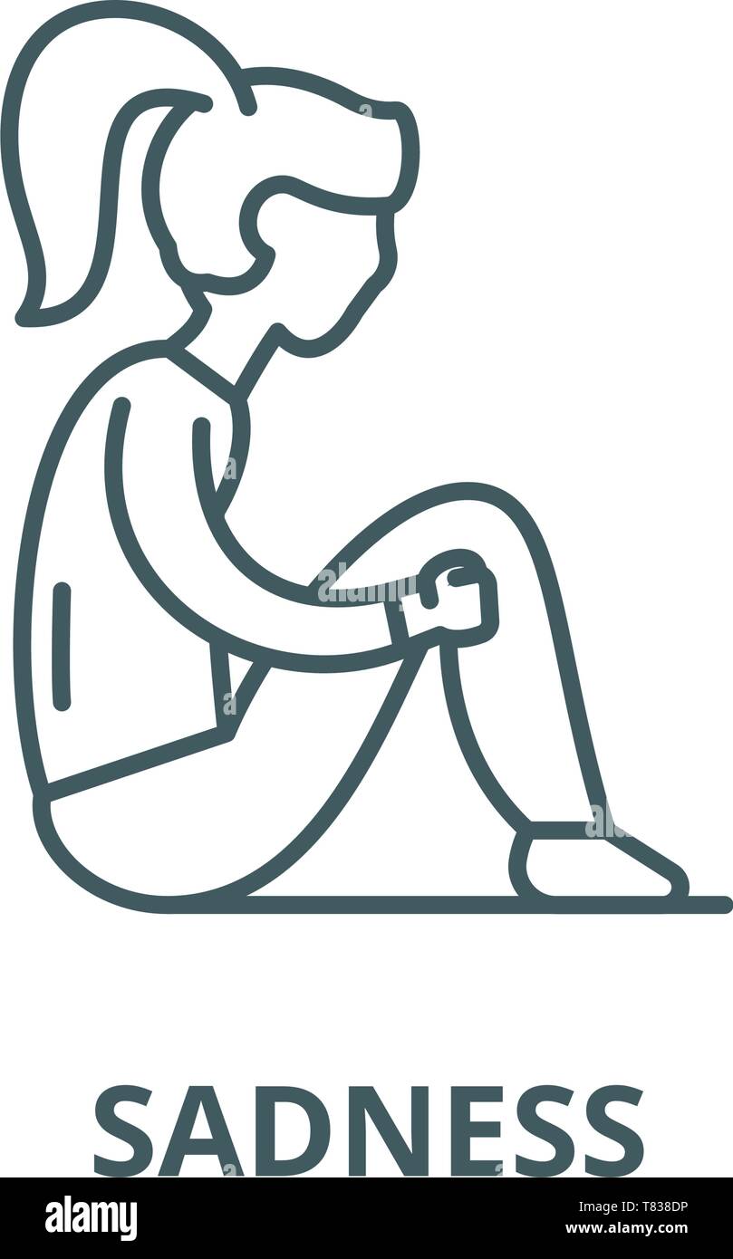 Sadness vector line icon, linear concept, outline sign, symbol Stock ...