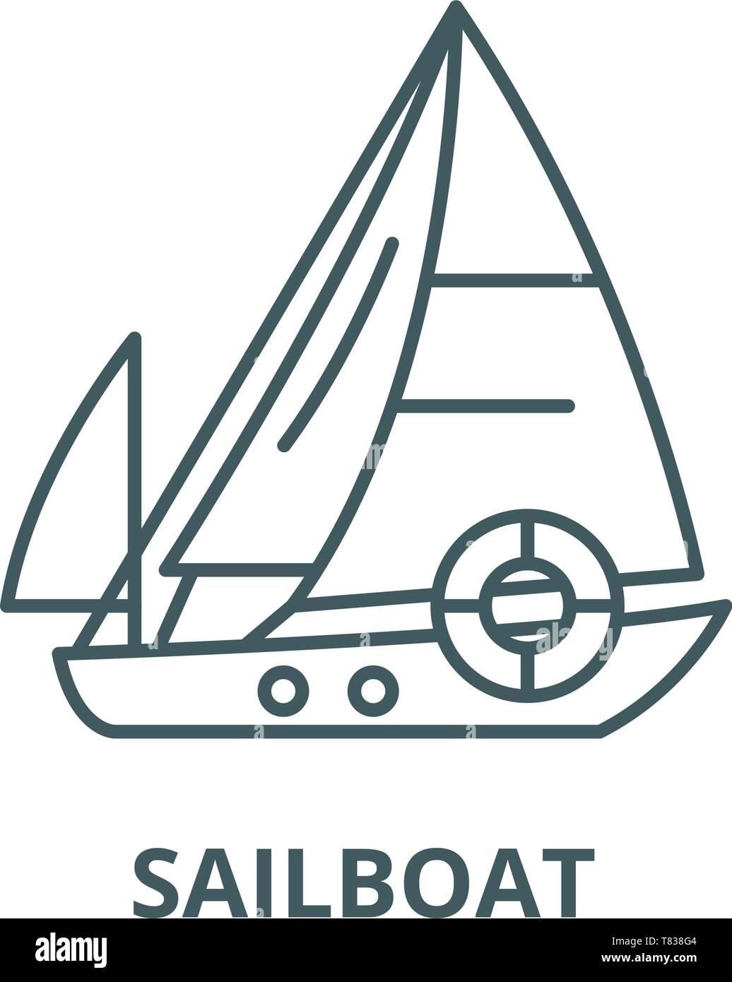 Sailboat vector line icon, linear concept, outline sign, symbol Stock ...