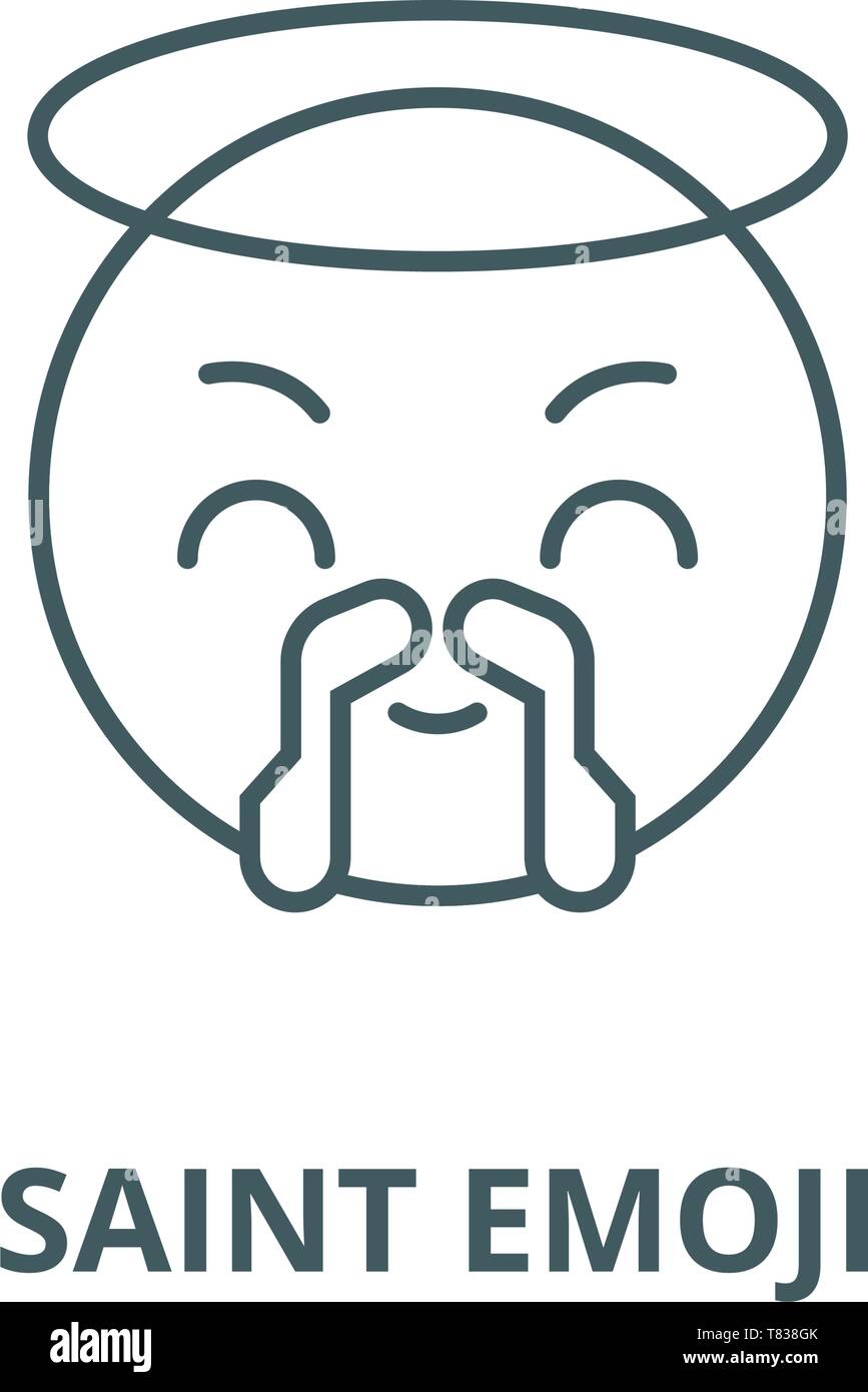 Saint emoji vector line icon, linear concept, outline sign, symbol ...