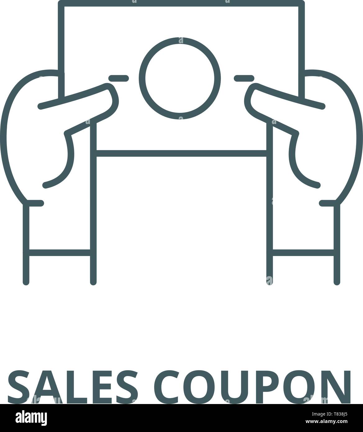 Sales coupon vector line icon, linear concept, outline sign, symbol ...