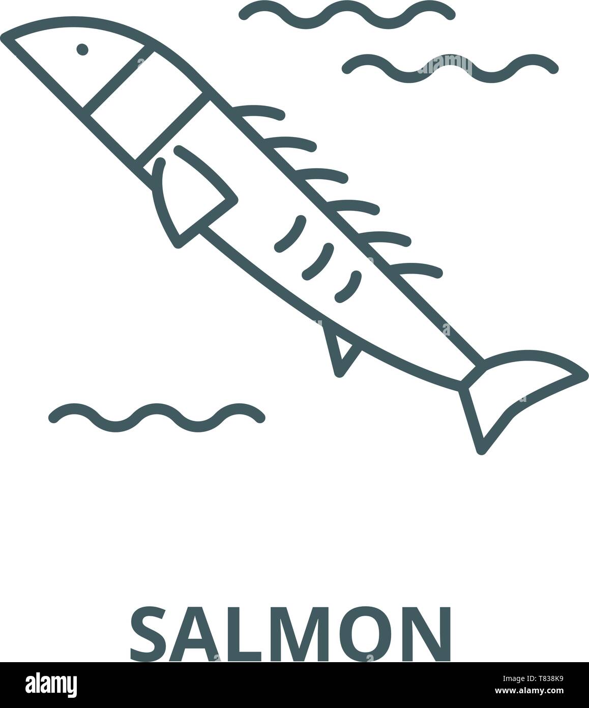 Salmon vector line icon, linear concept, outline sign, symbol Stock ...