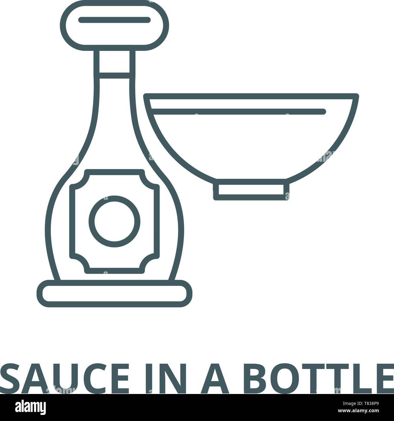 Sauce in a bottle vector line icon, linear concept, outline sign ...