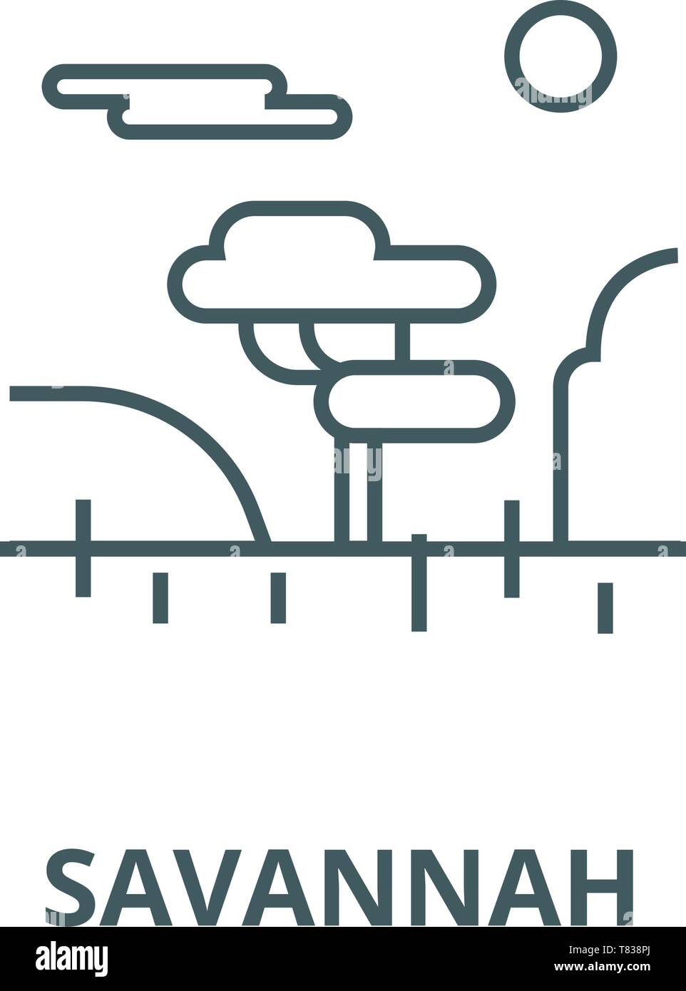 Savannah vector line icon, linear concept, outline sign, symbol Stock ...