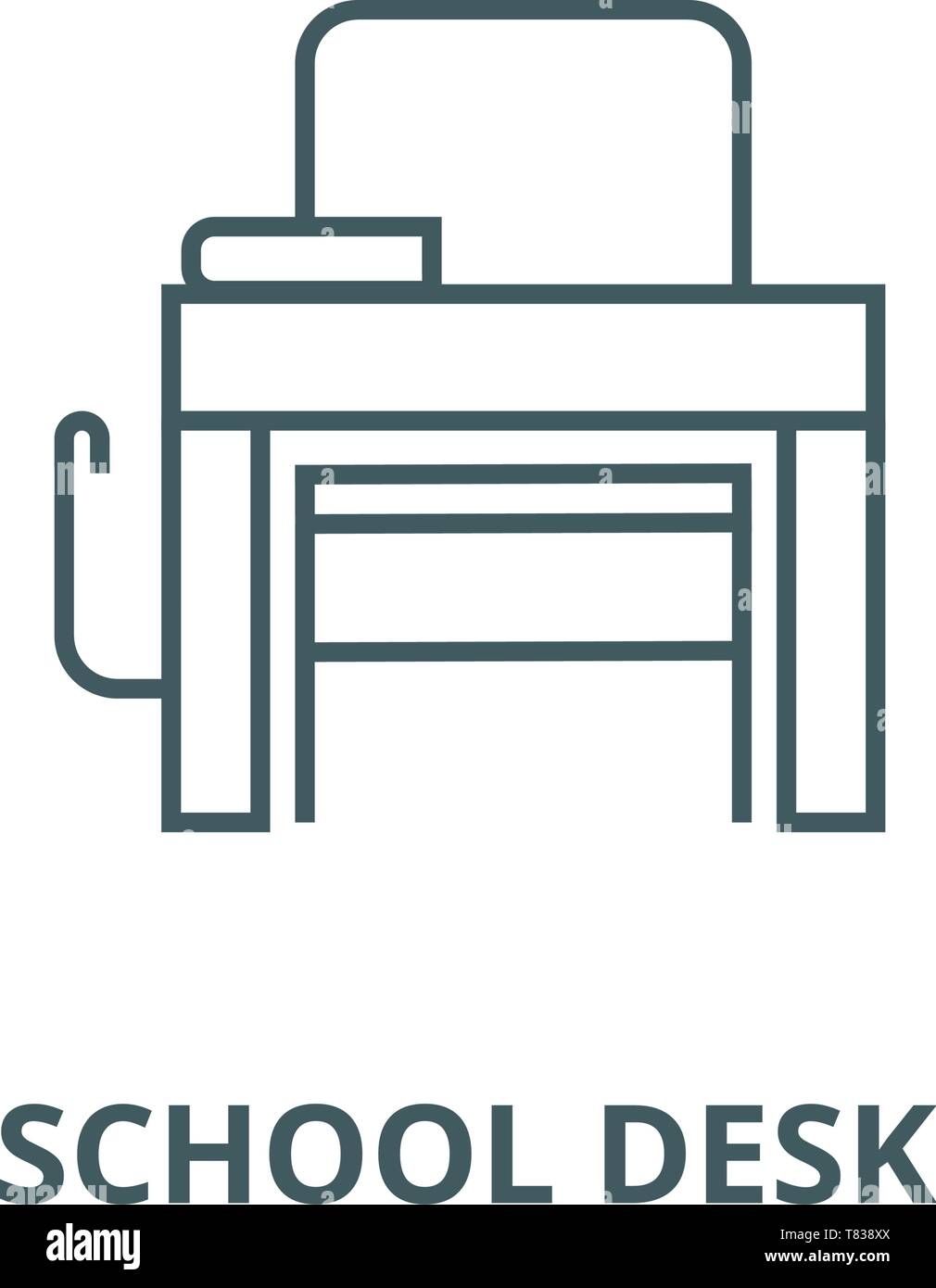 School desk vector line icon, linear concept, outline sign, symbol ...