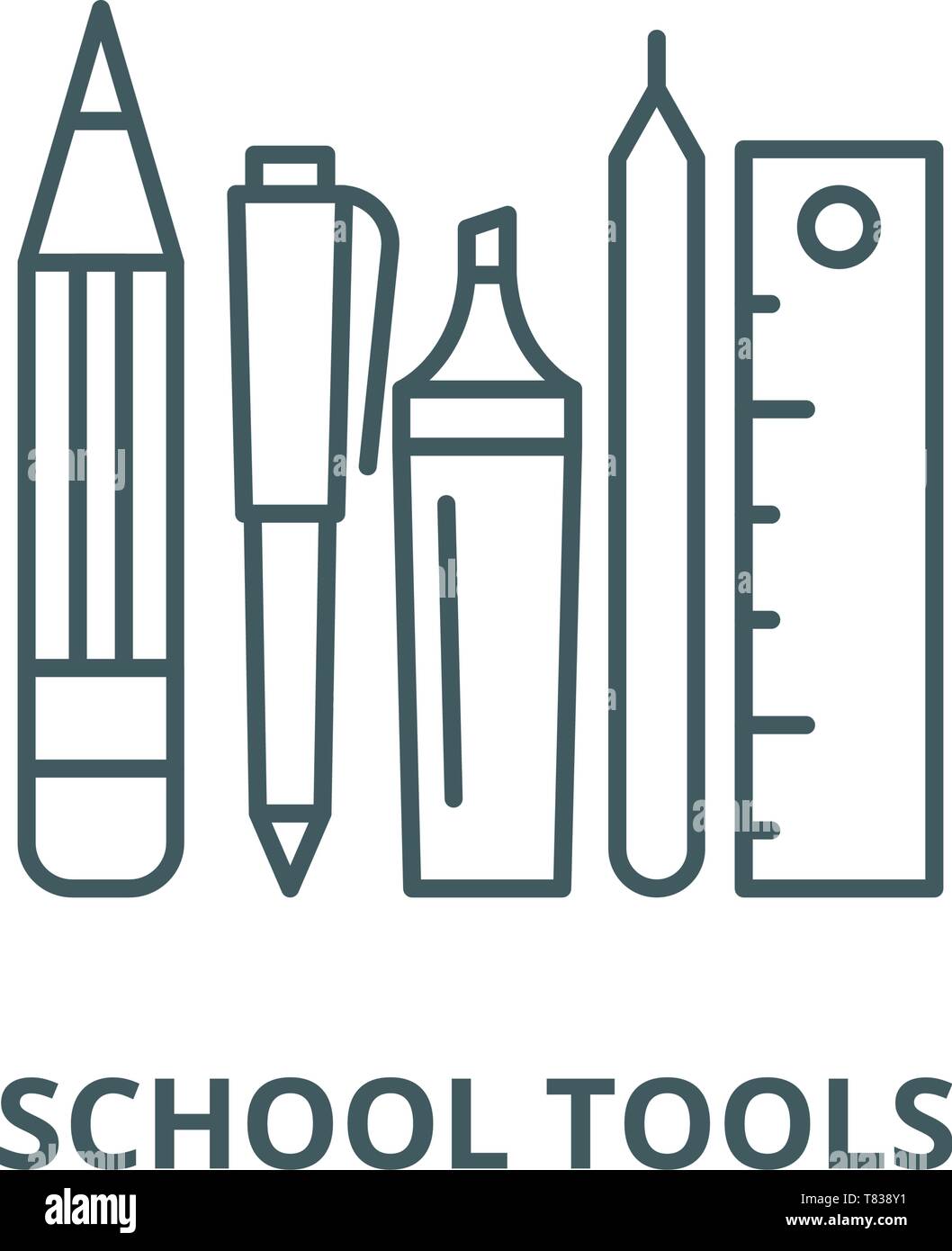 School tools vector line icon, linear concept, outline sign, symbol ...