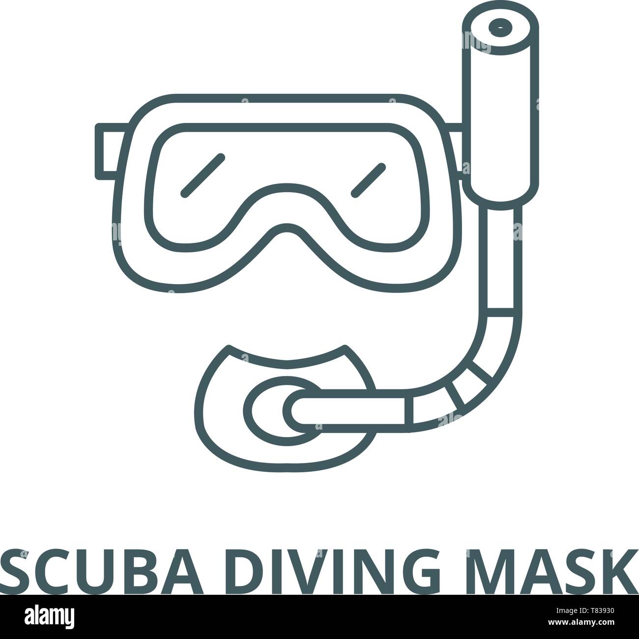 Scuba diving mask vector line icon, linear concept, outline sign ...