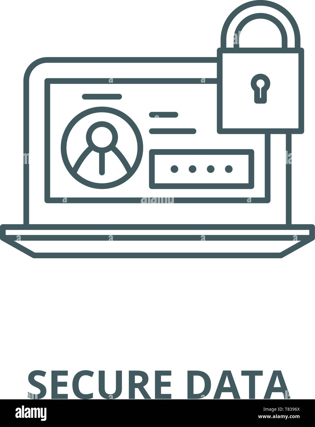 Secure data vector line icon, linear concept, outline sign, symbol ...
