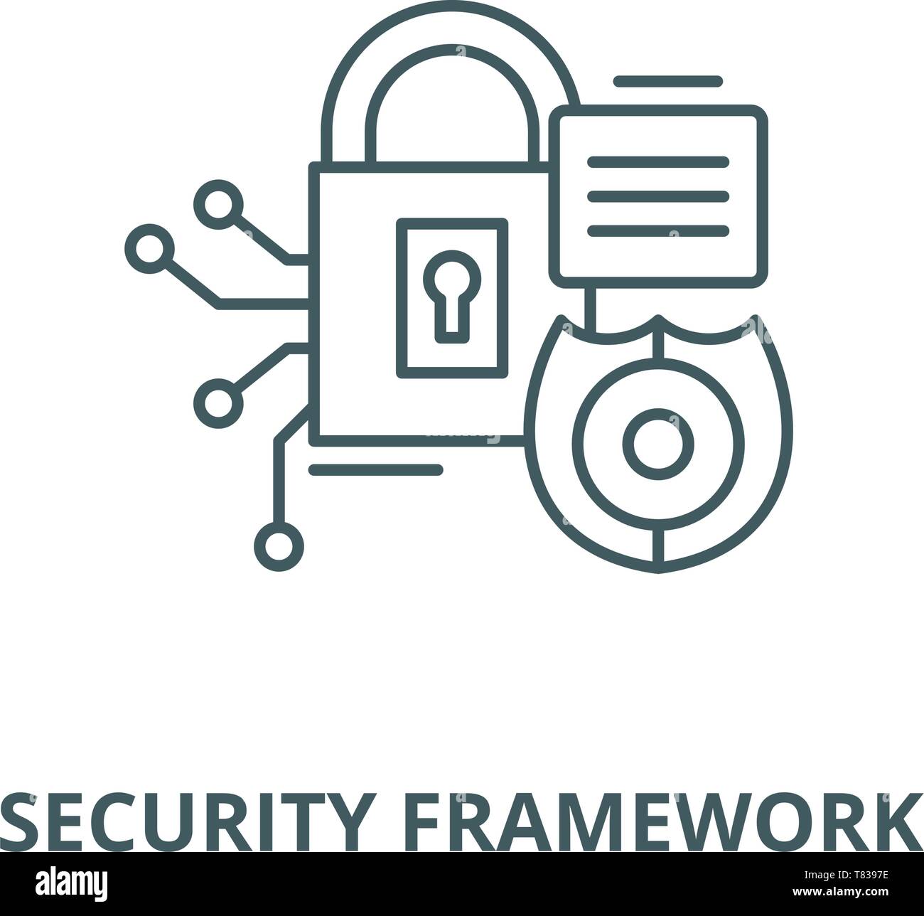 Security framework vector line icon, linear concept, outline sign ...