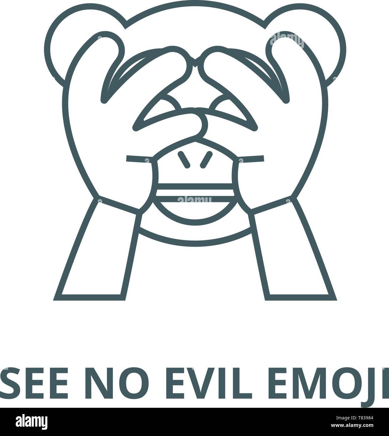 See no evil emoji vector line icon, linear concept, outline sign ...