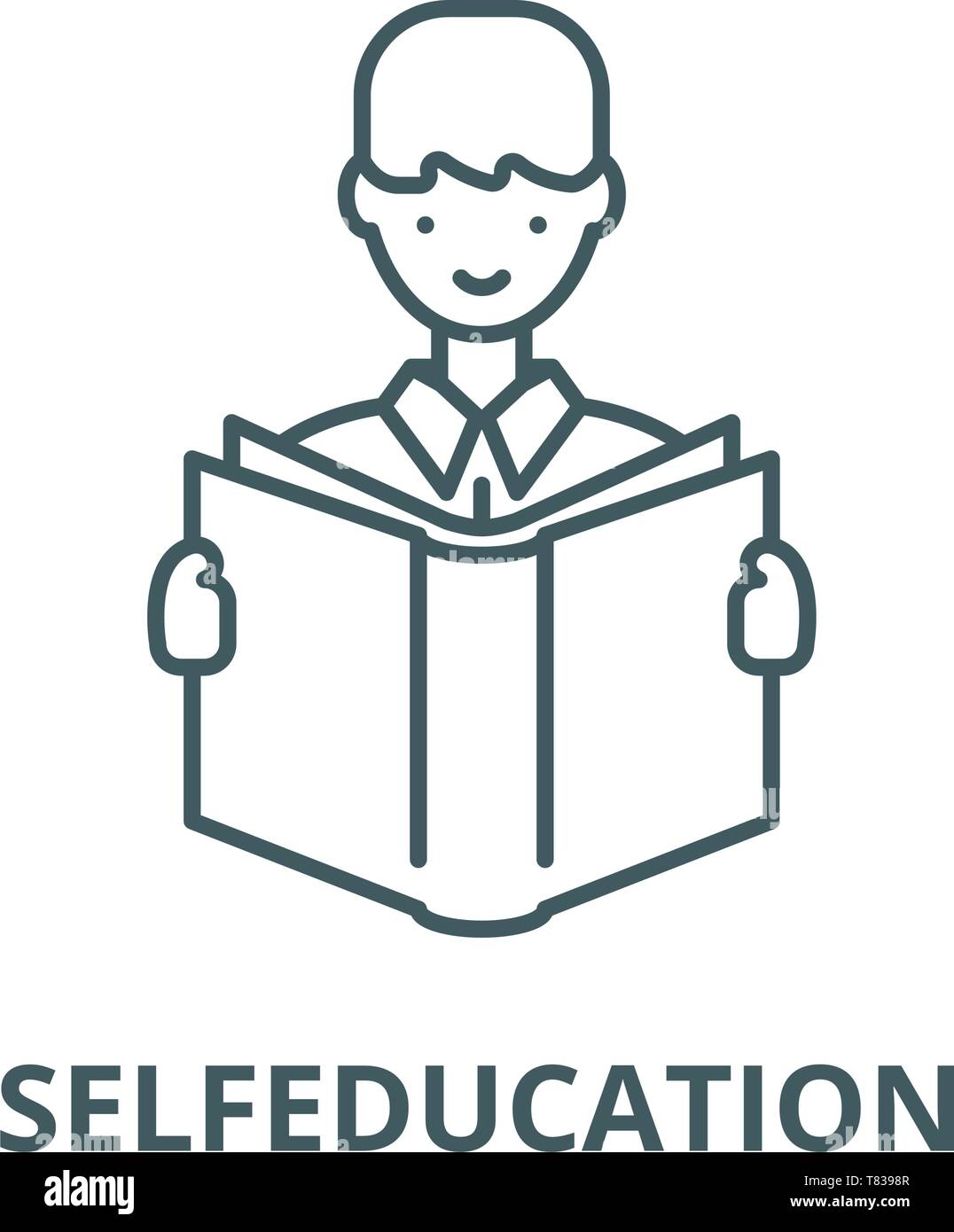 Selfeducation vector line icon, linear concept, outline sign, symbol ...