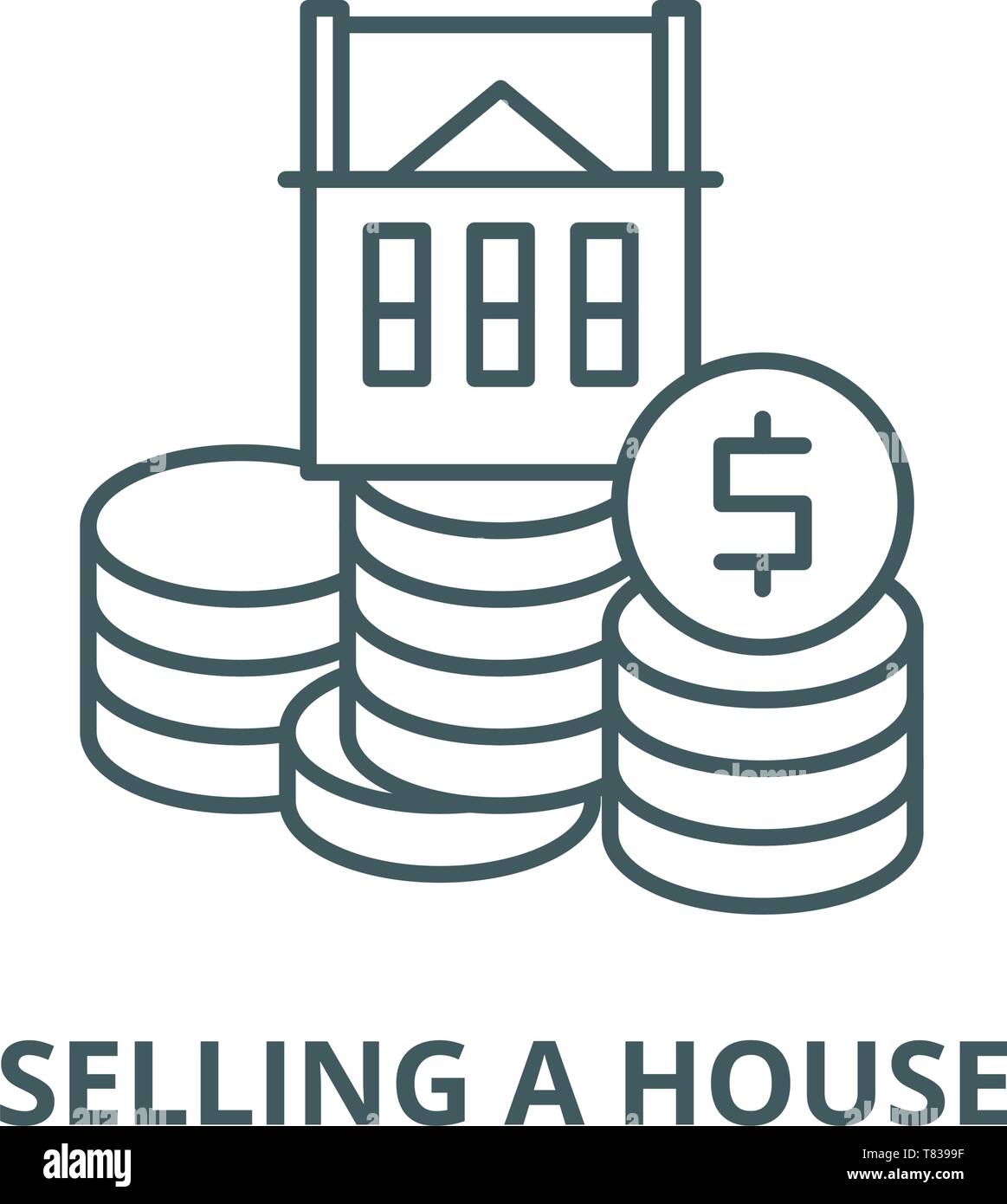 Selling a house vector line icon, linear concept, outline sign, symbol ...