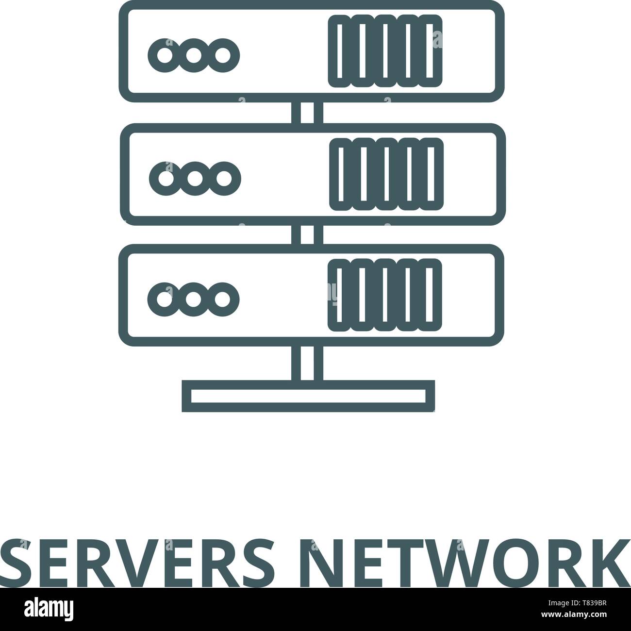 Servers network vector line icon, linear concept, outline sign, symbol ...