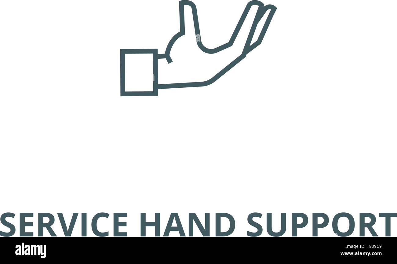 Service hand support vector line icon, linear concept, outline sign ...