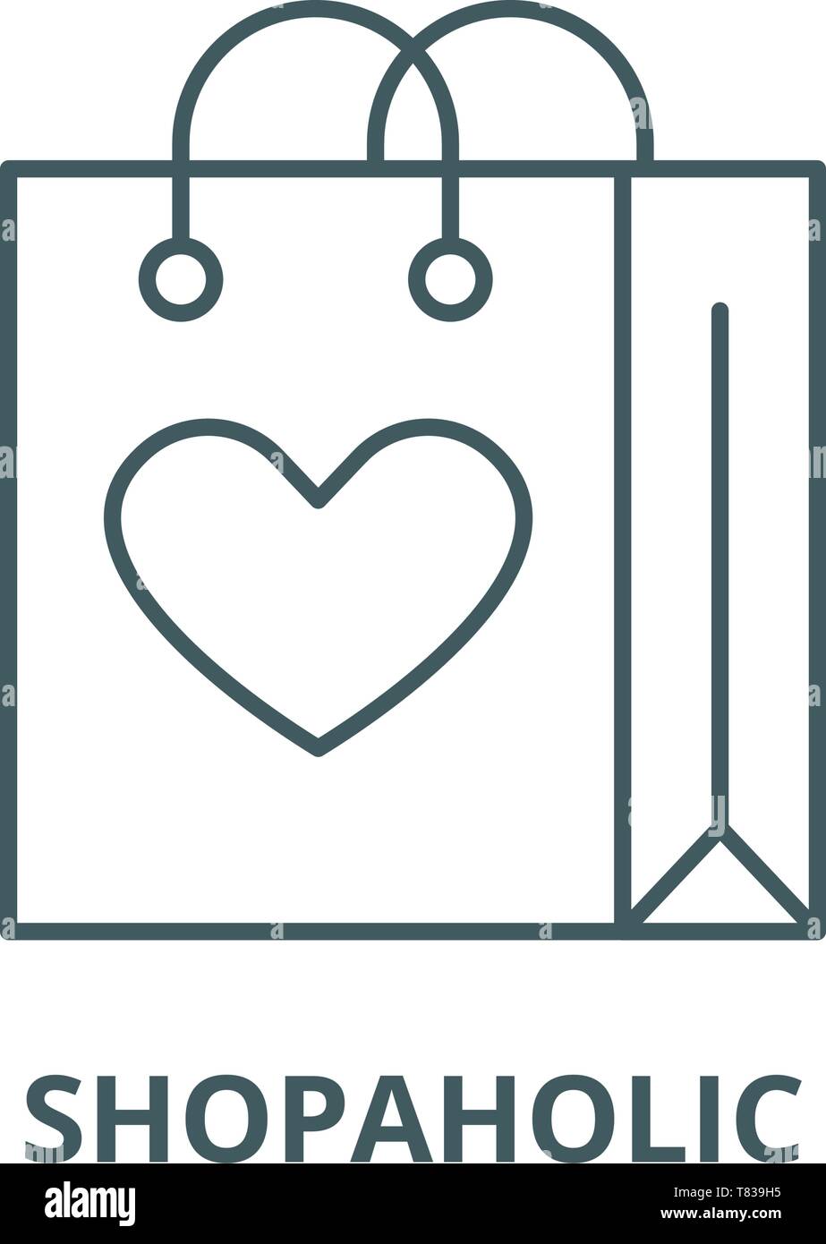 Shopaholic vector line icon, linear concept, outline sign, symbol Stock ...