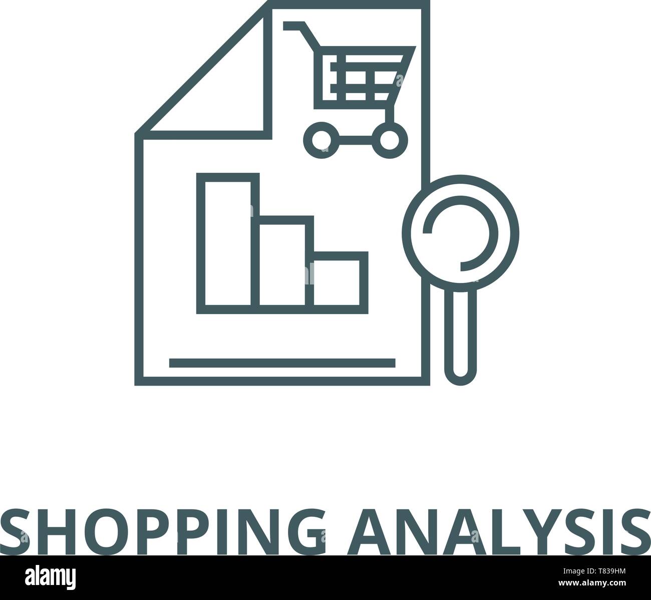 Shopping analysis vector line icon, linear concept, outline sign ...
