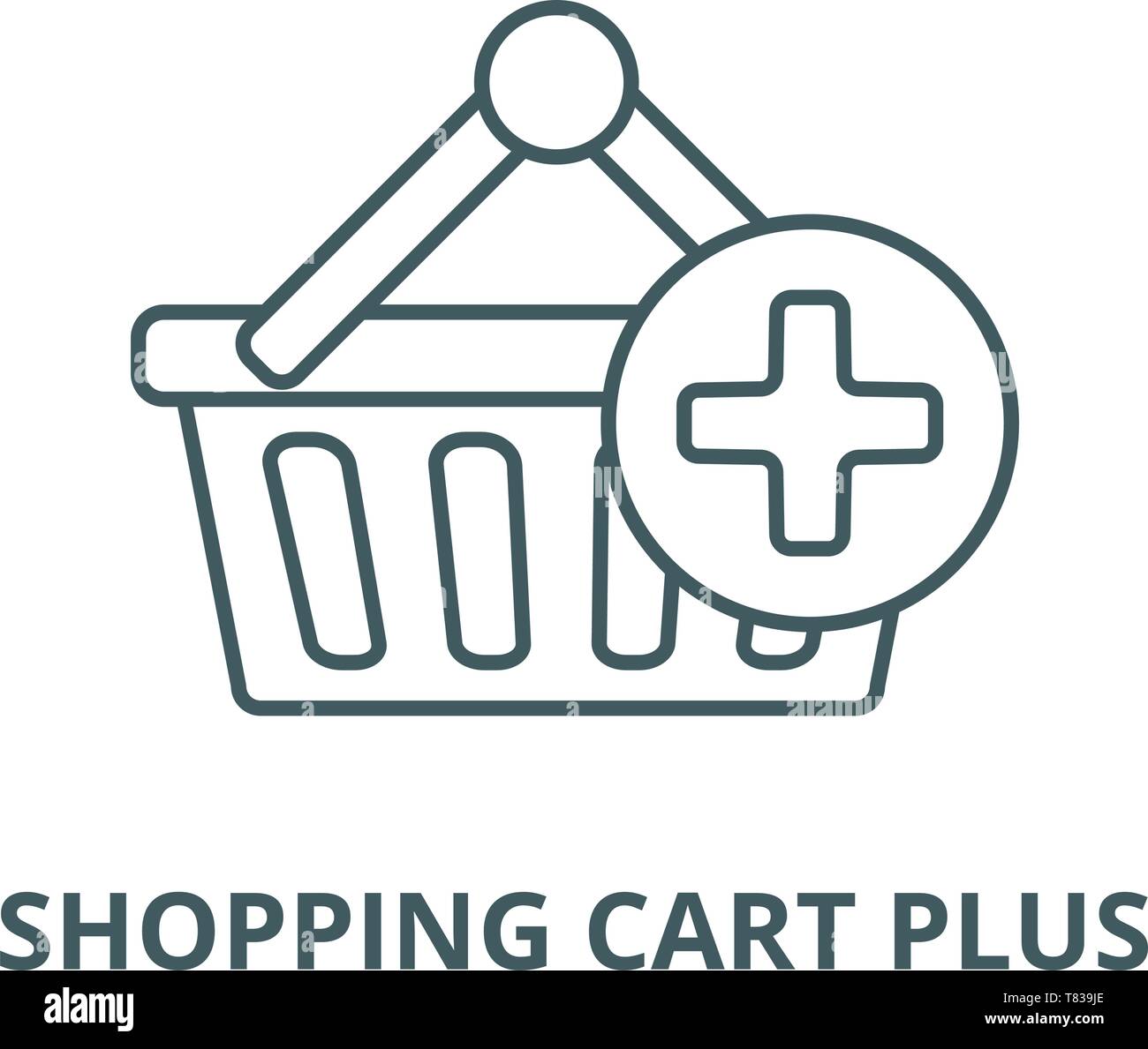 Shopping cart plus vector line icon, linear concept, outline sign ...