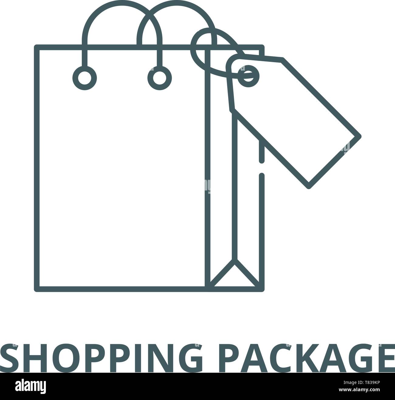 Shopping package vector line icon, linear concept, outline sign, symbol ...