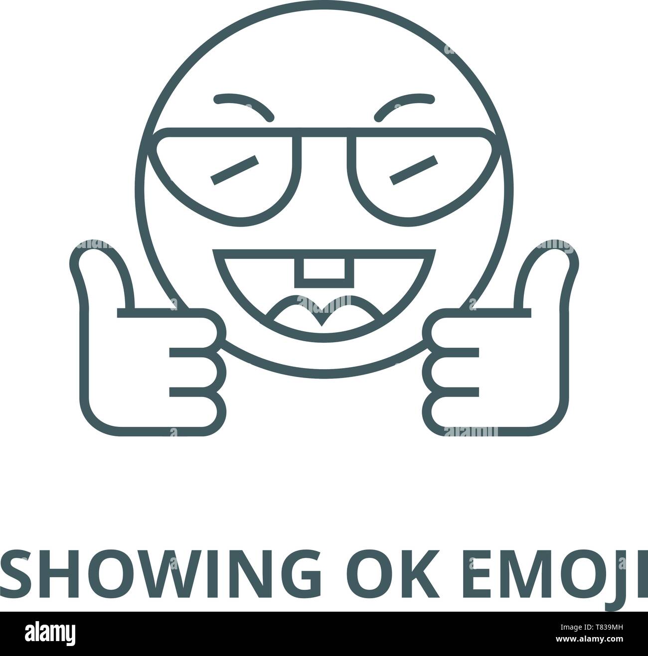 Showing ok emoji vector line icon, linear concept, outline sign, symbol ...