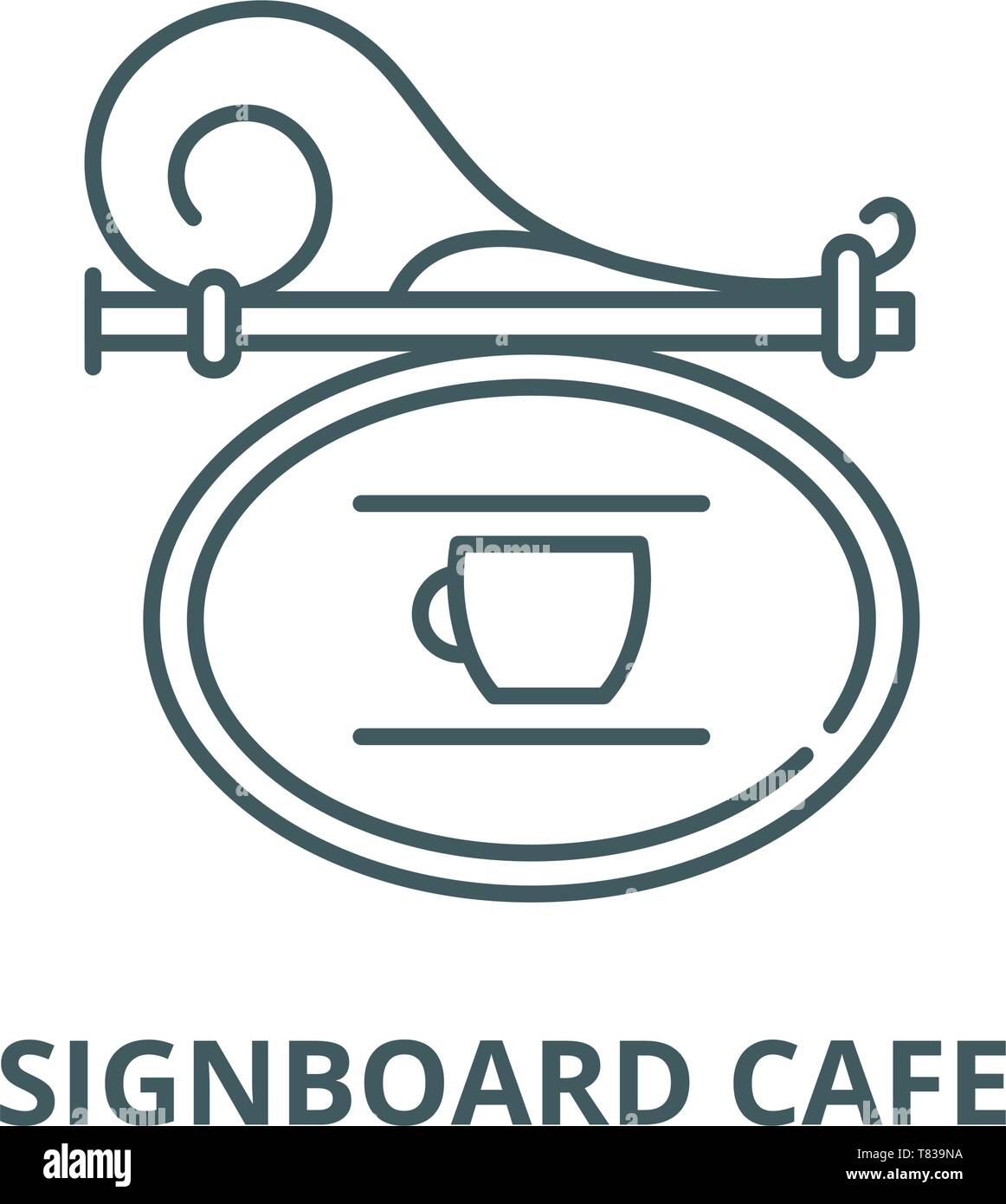 Signboard cafe vector line icon, linear concept, outline sign, symbol ...