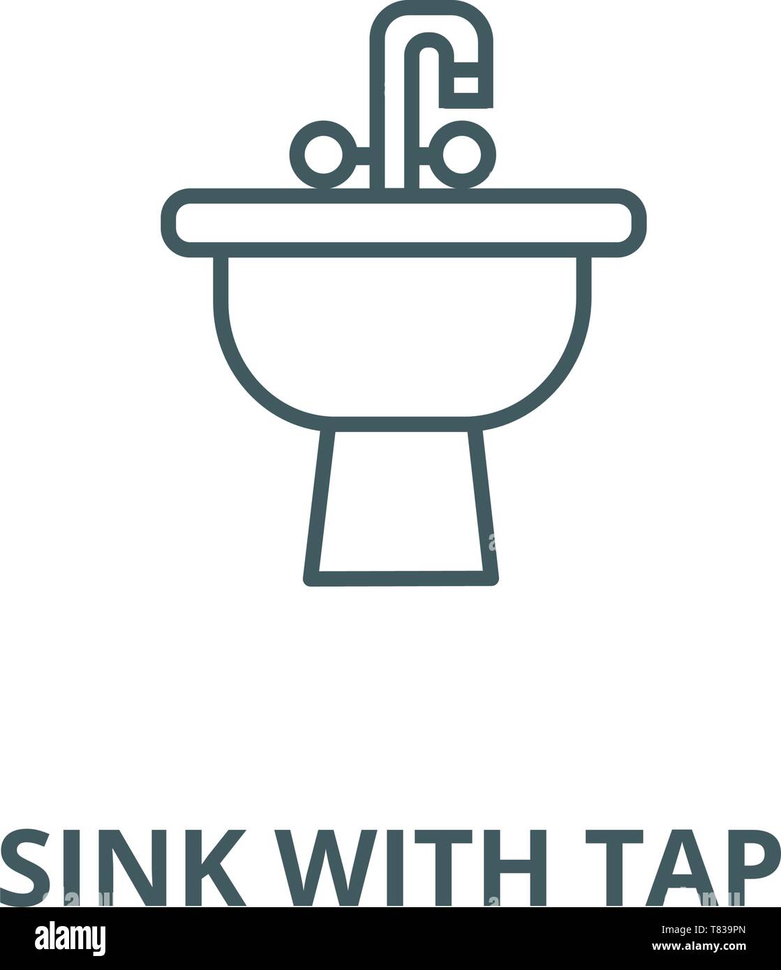 Sink with tap vector line icon, linear concept, outline sign, symbol ...