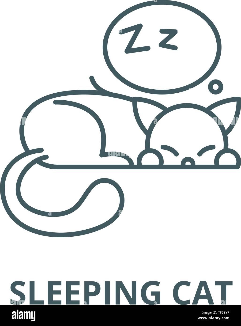 Sleeping cat vector line icon, linear concept, outline sign, symbol ...