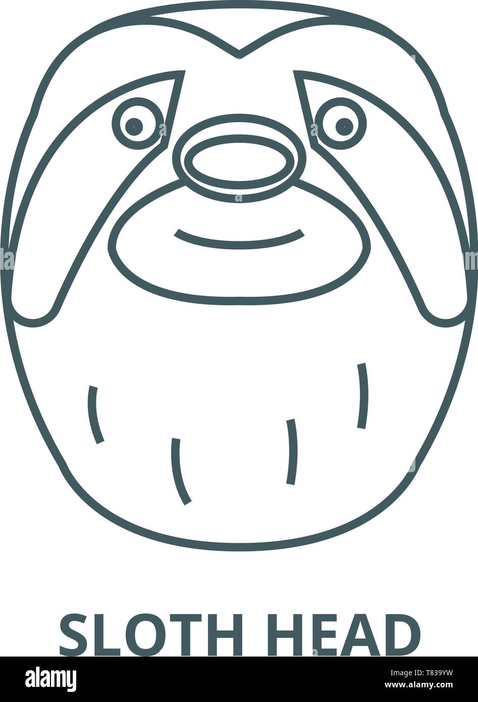 Sloth head vector line icon, linear concept, outline sign, symbol Stock ...
