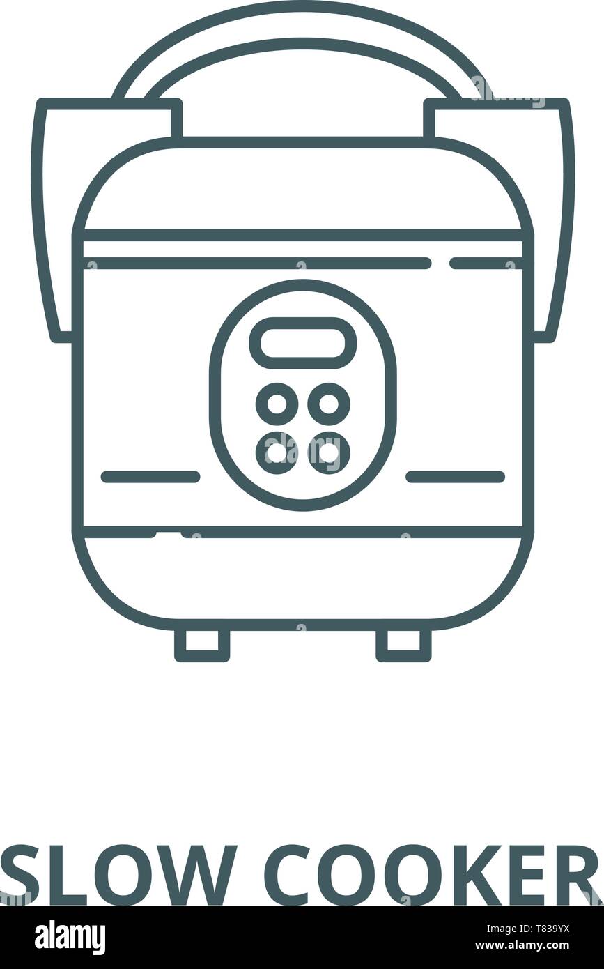 Slow cooker vector line icon, linear concept, outline sign, symbol ...