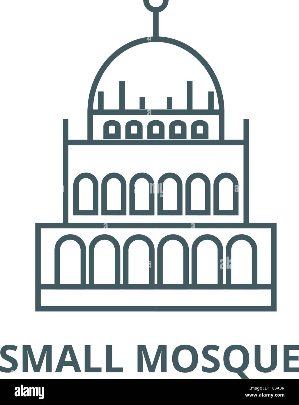 Small mosque vector line icon, linear concept, outline sign, symbol ...