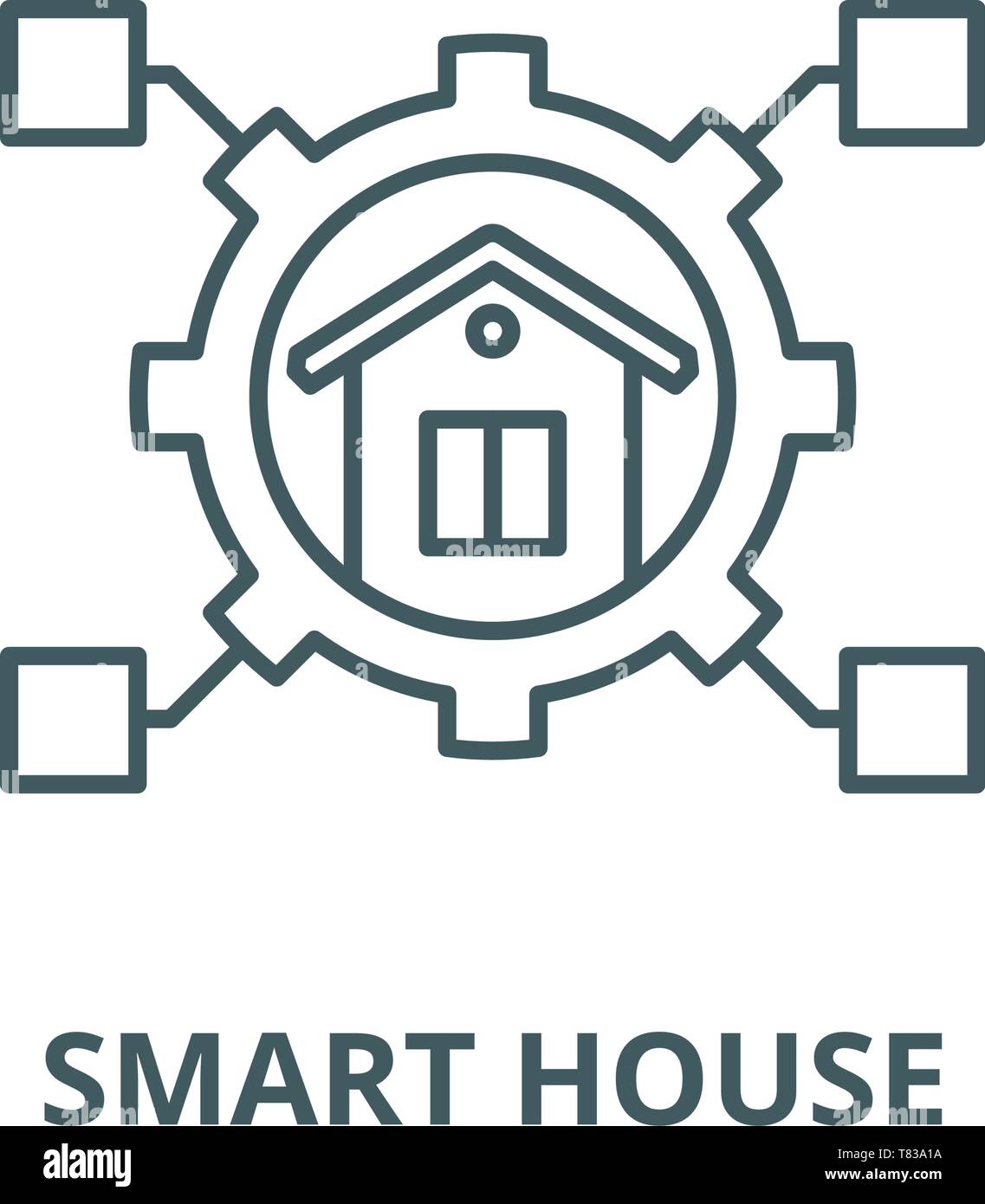 Smart house vector line icon, linear concept, outline sign, symbol ...