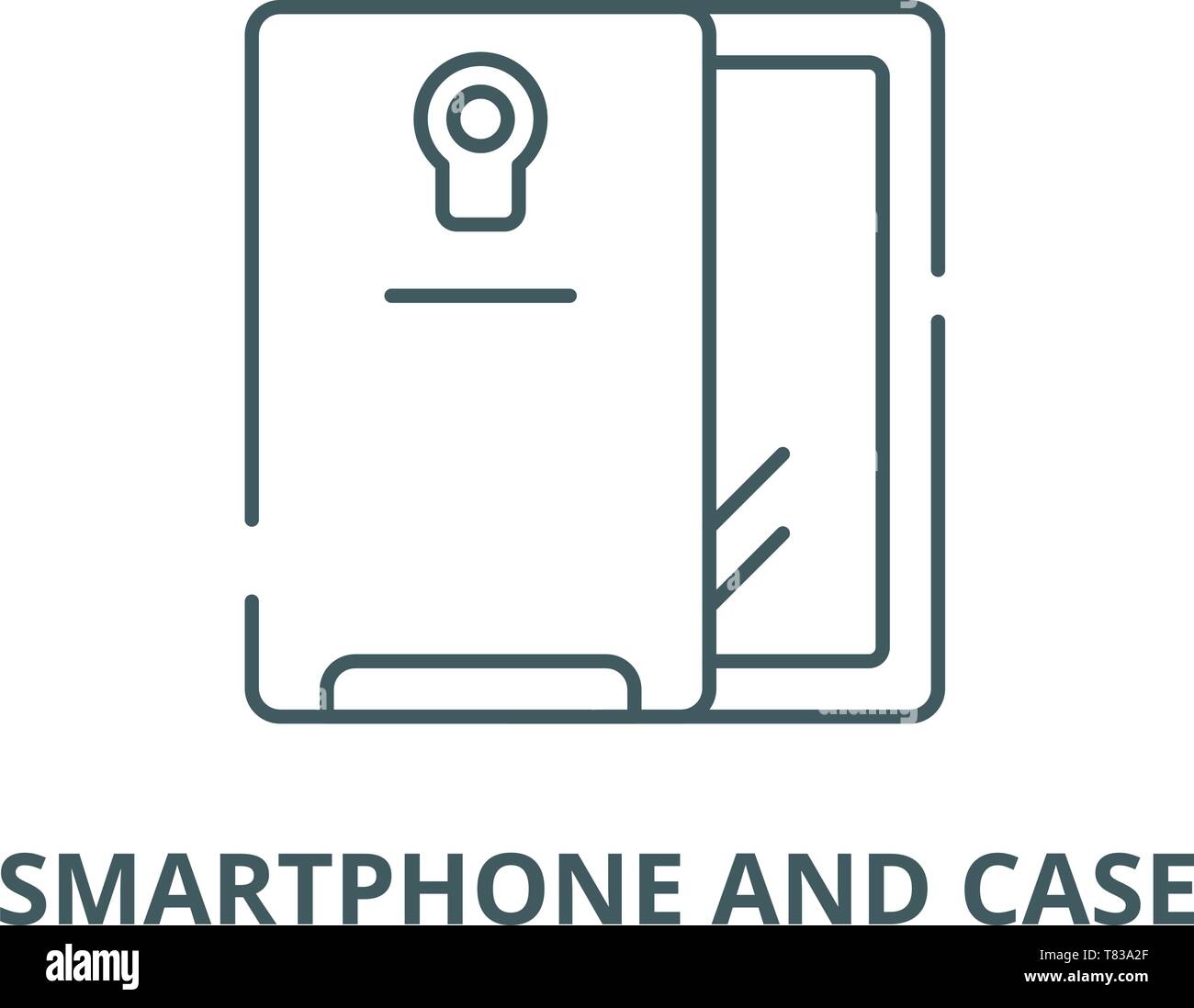 Smartphone and case vector line icon, linear concept, outline sign ...