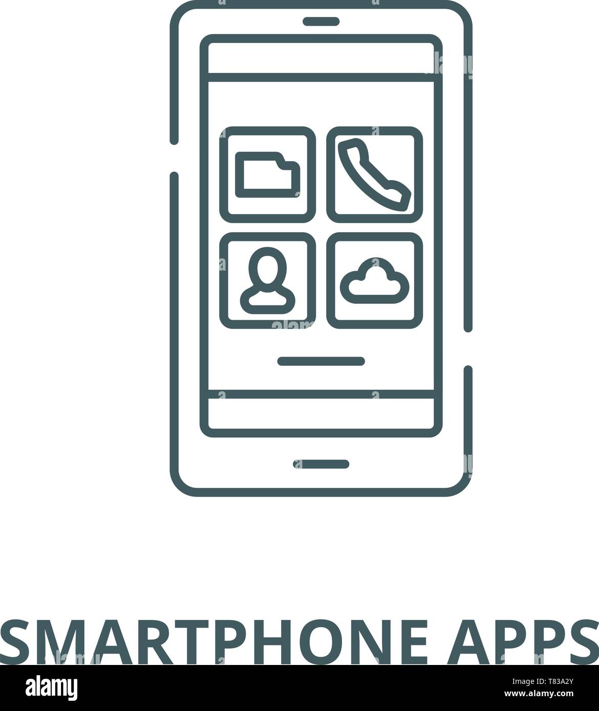 Smartphone apps vector line icon, linear concept, outline sign, symbol ...