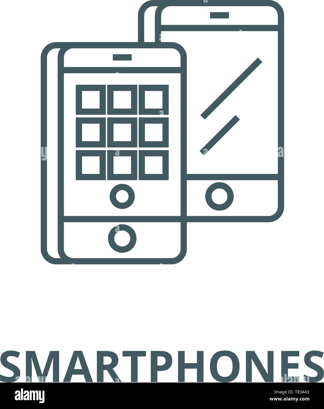 Smartphones isometric vector line icon, linear concept, outline sign ...